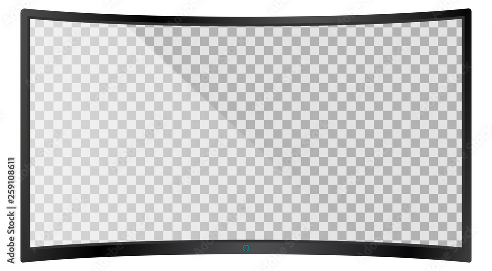 Realistic modern curved 4k TV monitor isolated on white background ...