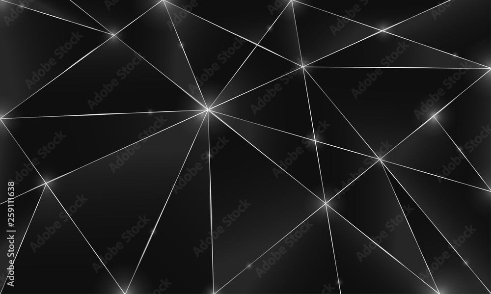 Black premium background with luxury dark polygonal pattern and silver ...