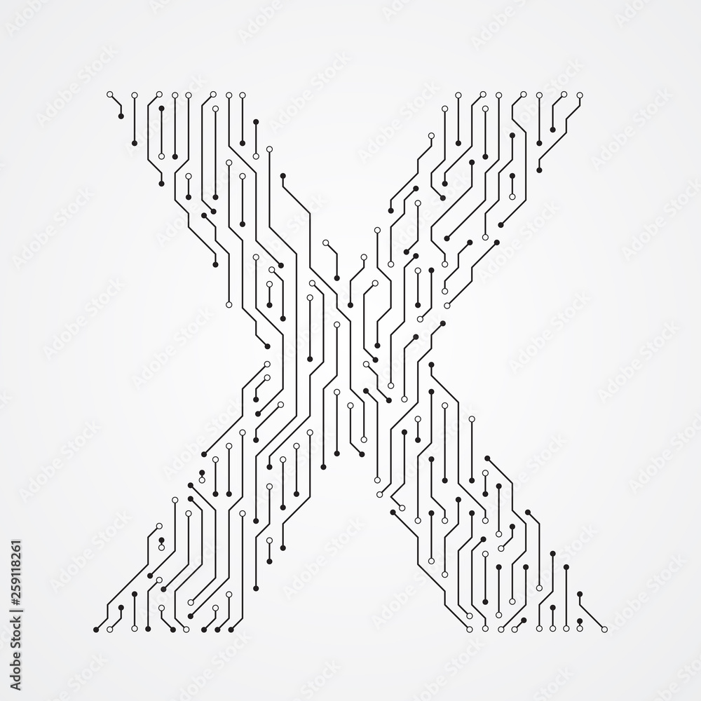 Alphabet X shape digital line design Stock Vector | Adobe Stock