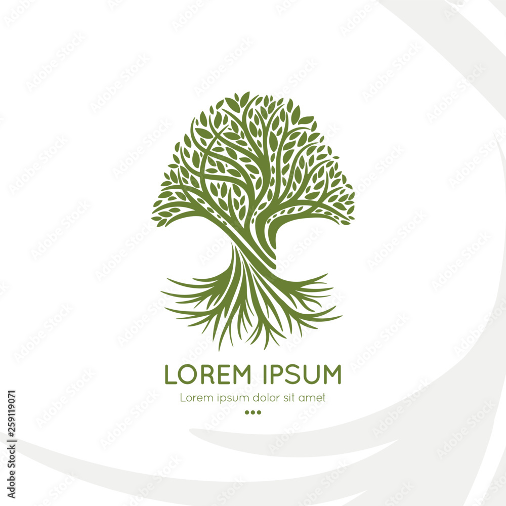 Green tree logo. Abstract and modern illustration. Isolated vector ...