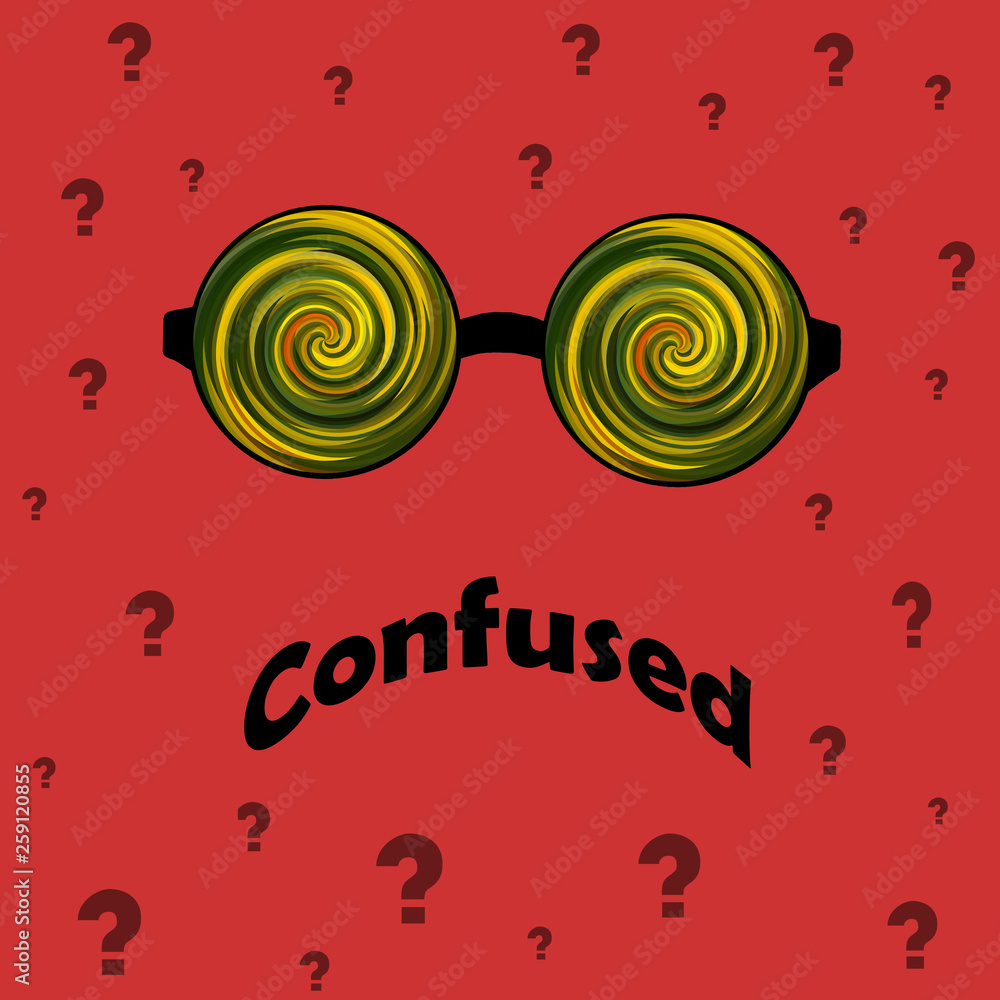 Cute confused expression emoticon comic background illustration Stock ...