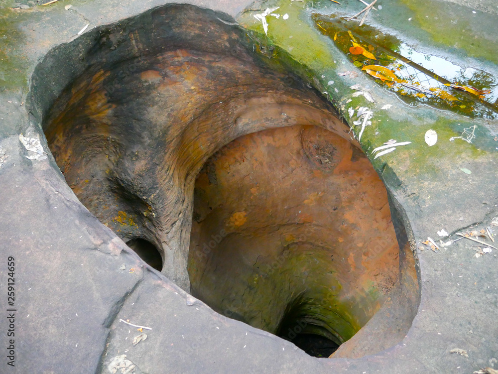 Amazing stone hole the hole is like a pot, is a natural hole.The hole ...