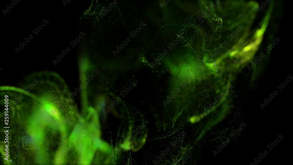 Vidéo Stock 4k luminous particles move in liquid flow and stumble upon ...