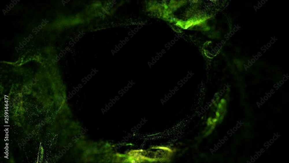 Vidéo Stock 4k luminous particles move in liquid flow and stumble upon ...