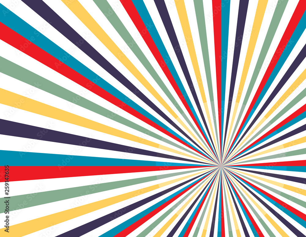 Colorful sun rays, rainbow background, television retro colors. Tv, sun ...