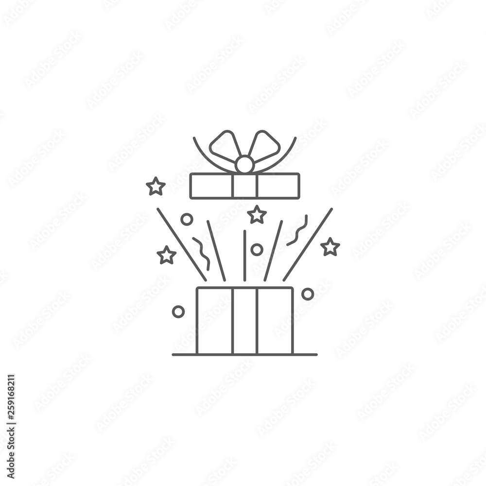 Gift box with ribbon line icon, outline vector sign, linear style ...