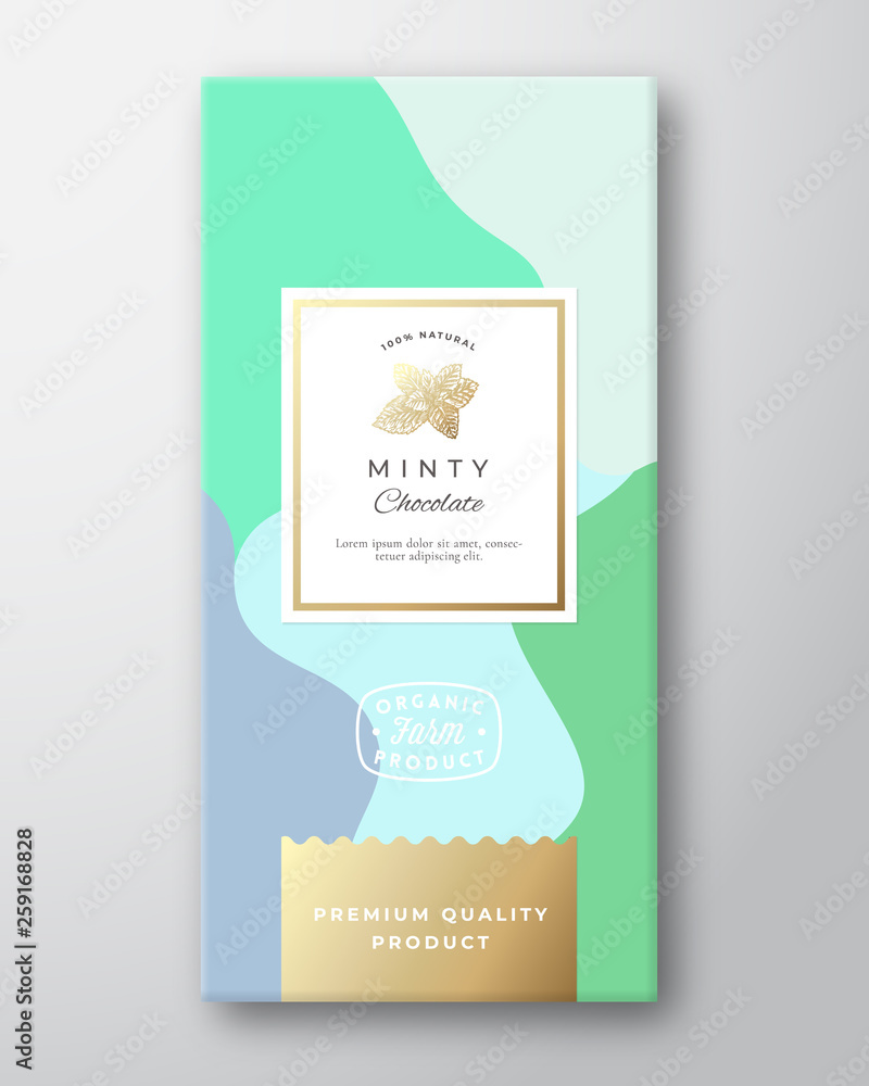 Minty Chocolate Label. Abstract Vector Packaging Design Layout with ...