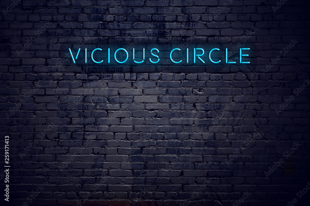 Brick wall and neon sign with text vicious circle Stock Illustration ...