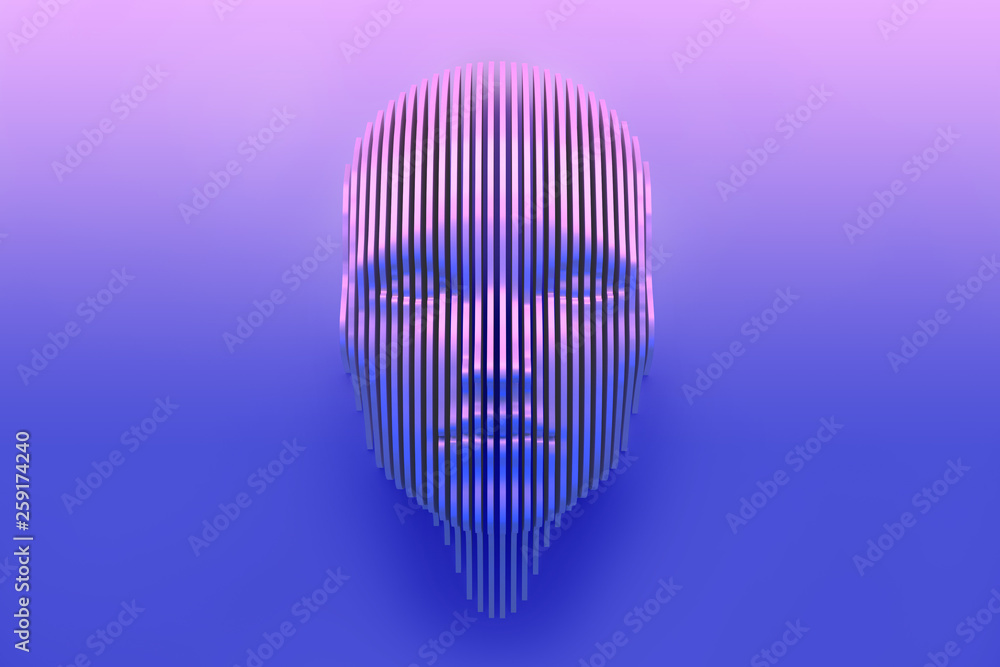 Conceptual image of the female head cut out of the wall and coming out ...