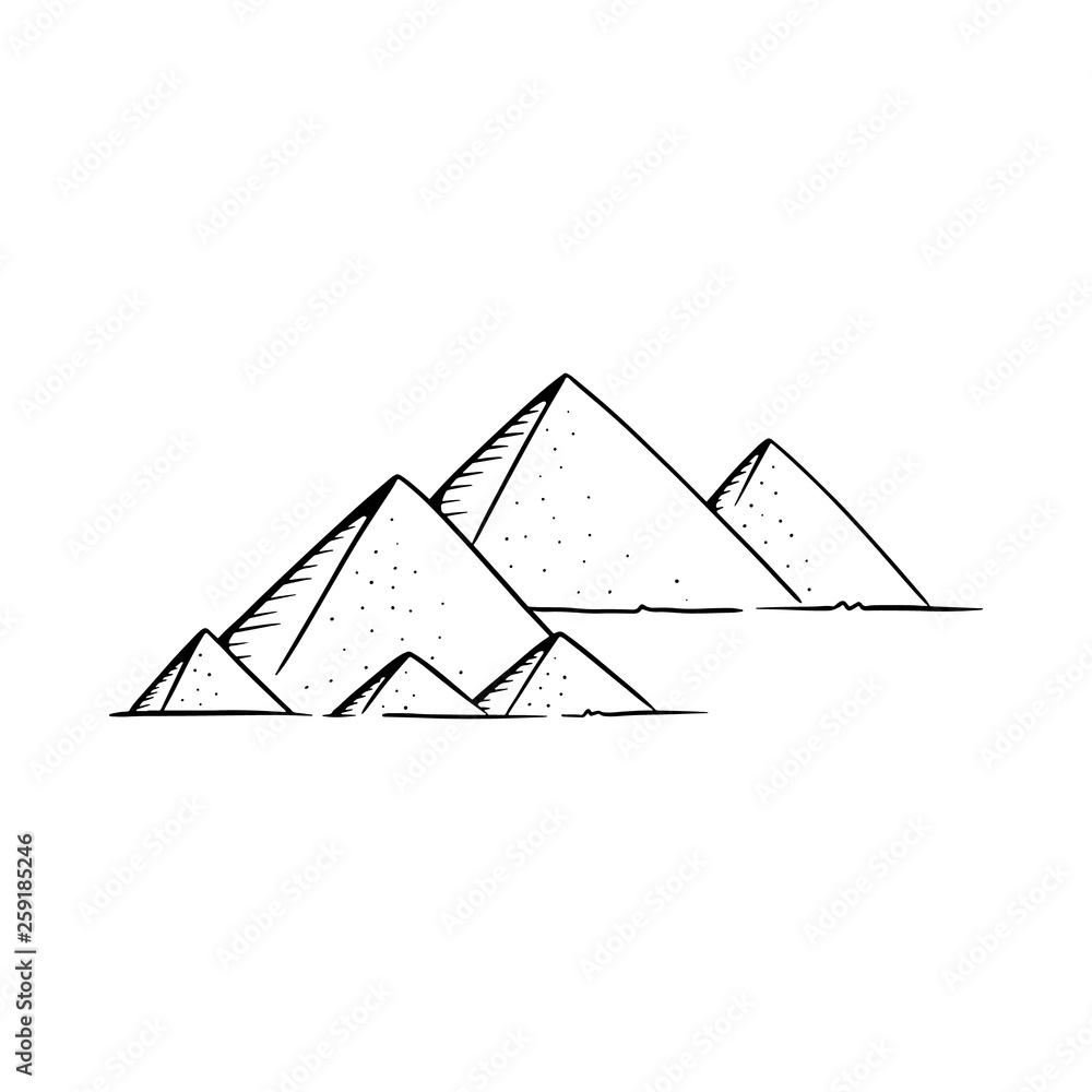 Pyramids vector illustration. Pyramids line drawing Stock Vector ...