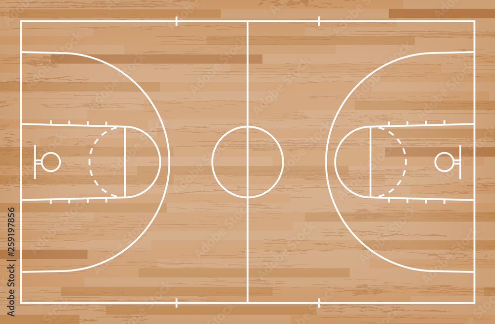 Basketball court floor with line on wood pattern texture background ...
