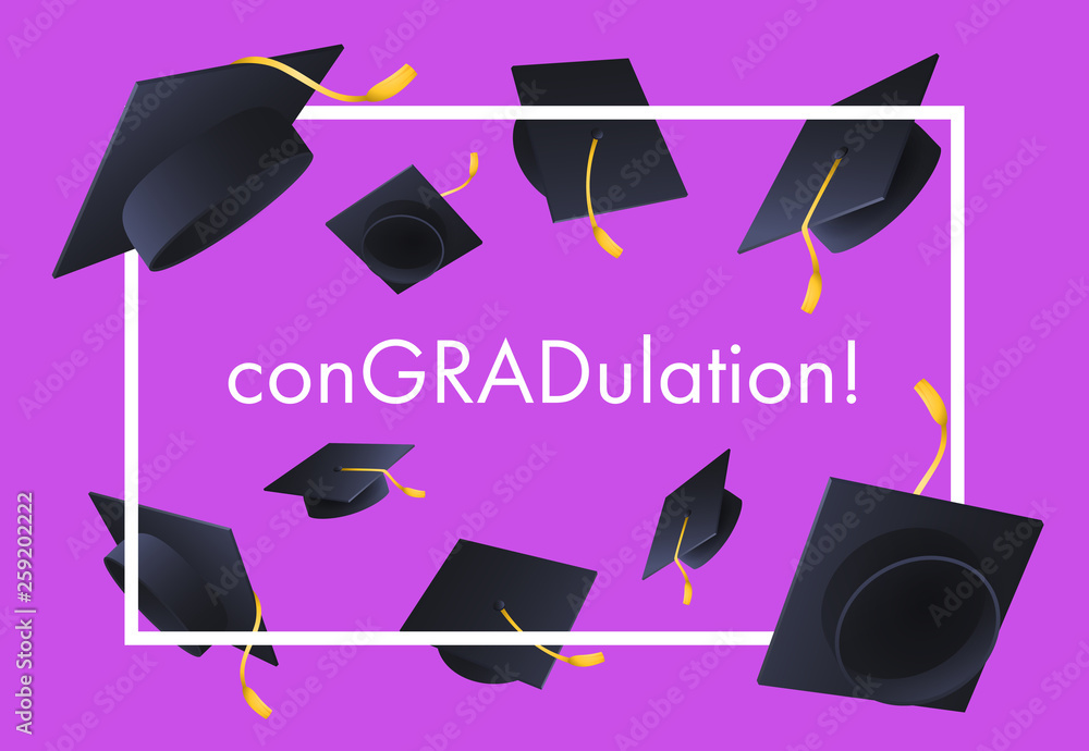 ConGRADulation festive banner design. Text in frame and flying ...