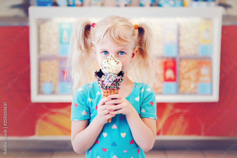 Cute adorable Caucasian blonde preschool girl child with blue eyes ...