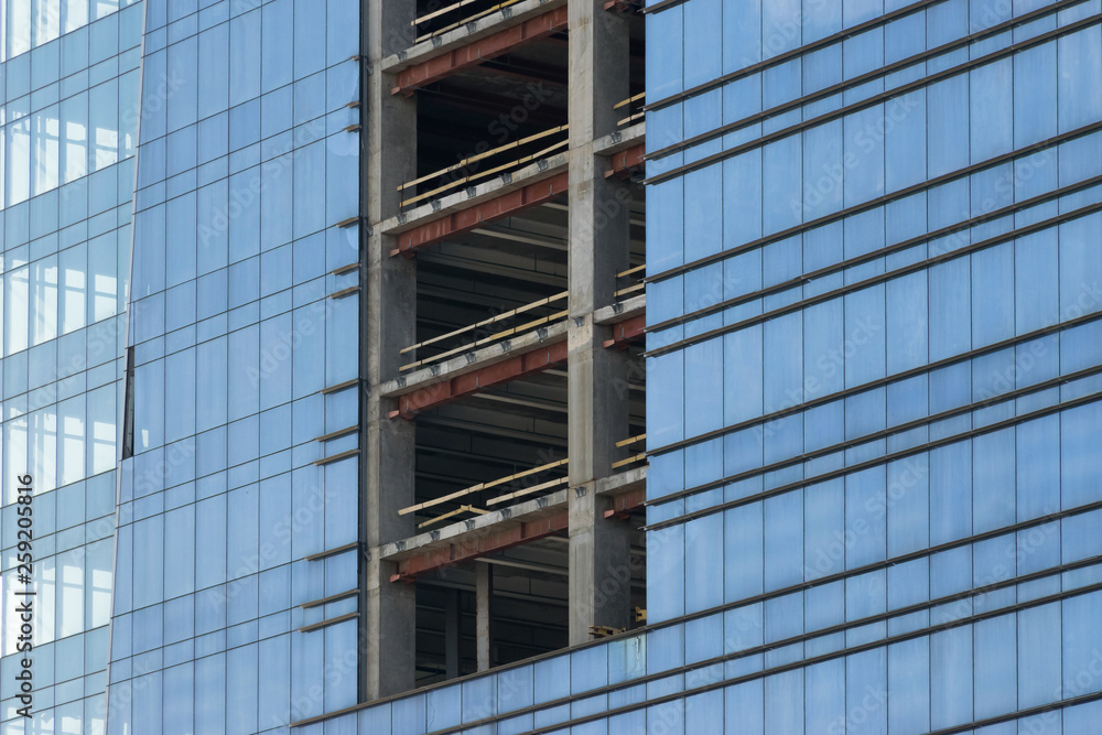 wall with window openings in a multi-storey high-rise residential ...