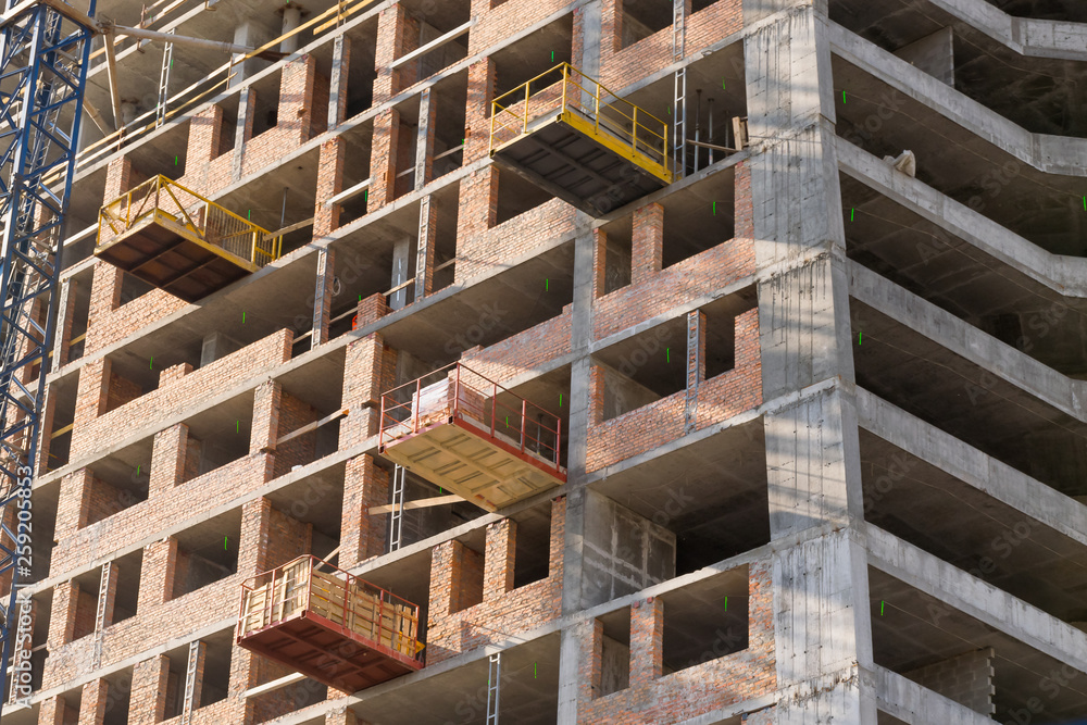 wall with window openings in a multi-storey high-rise residential ...