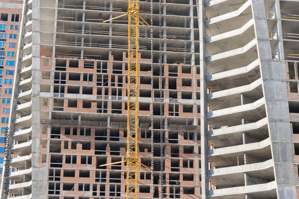 wall with window openings in a multi-storey high-rise residential ...