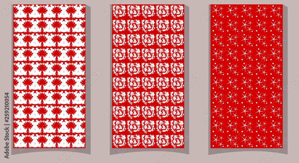 Beautiful fine red textile patterns sampler, mock-up, fabric design in ...
