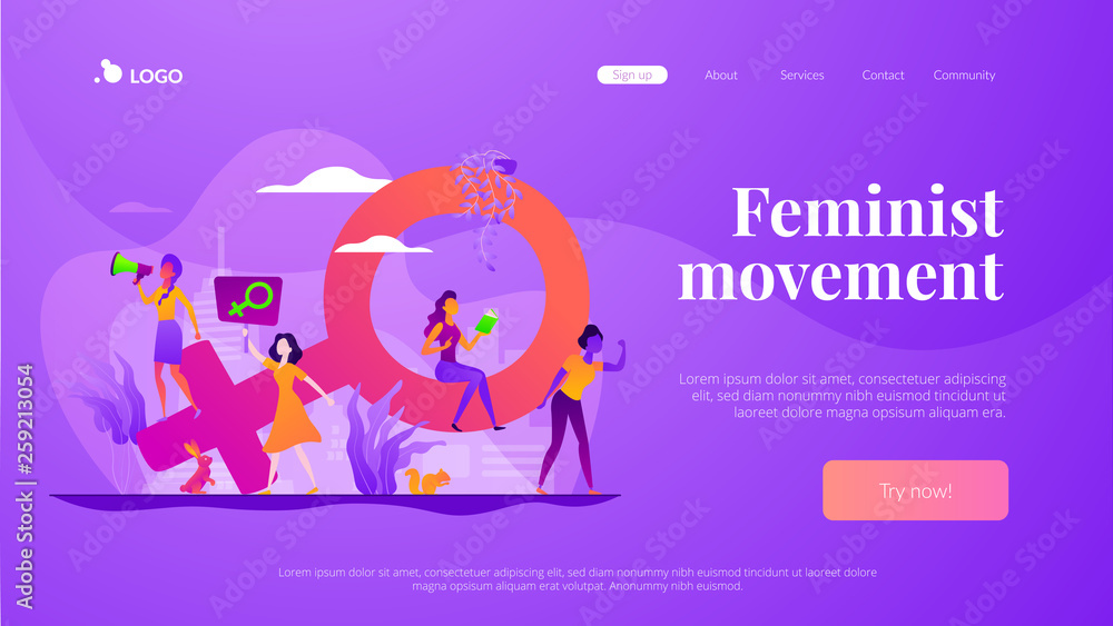 Concept of feminism, girl power, movement, female equality, equal ...