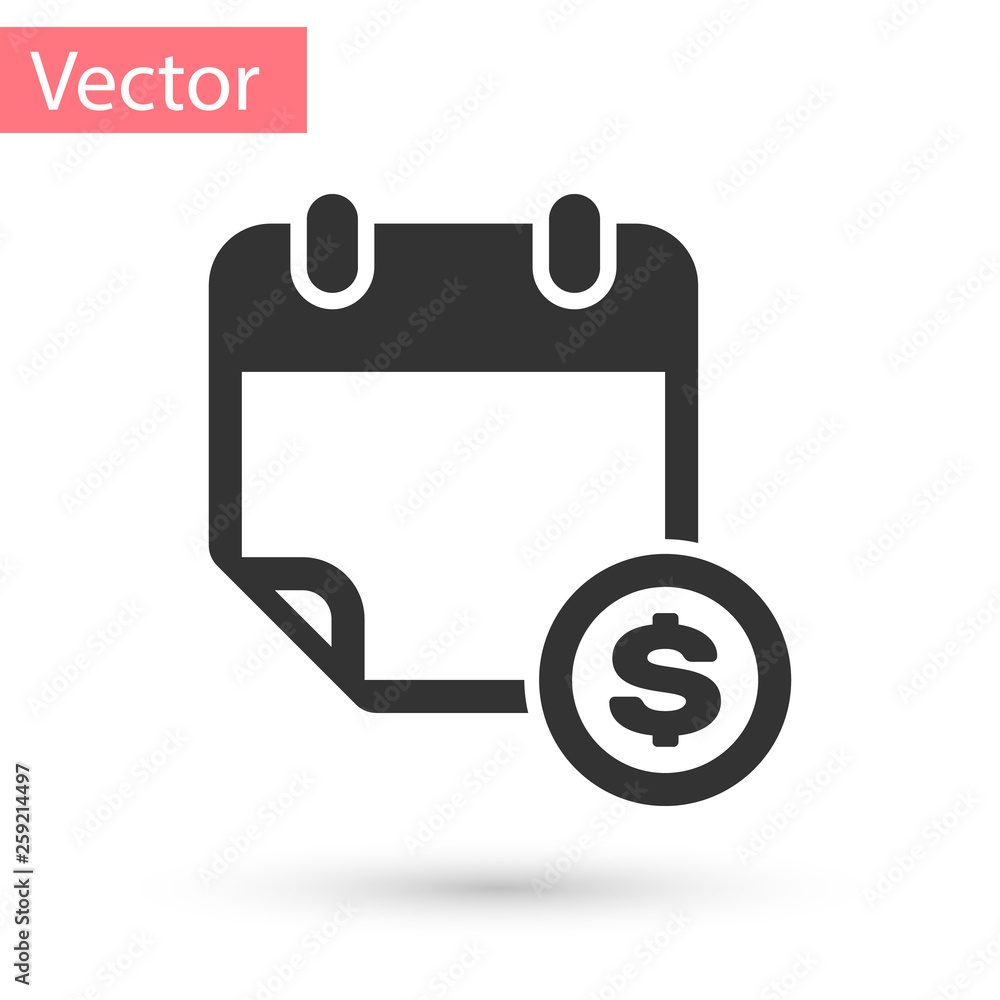Grey Financial calendar icon isolated on white background. Annual ...