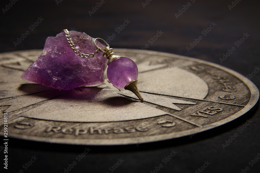 Properties of fortune telling - wooden spiritual chart and pendulum ...