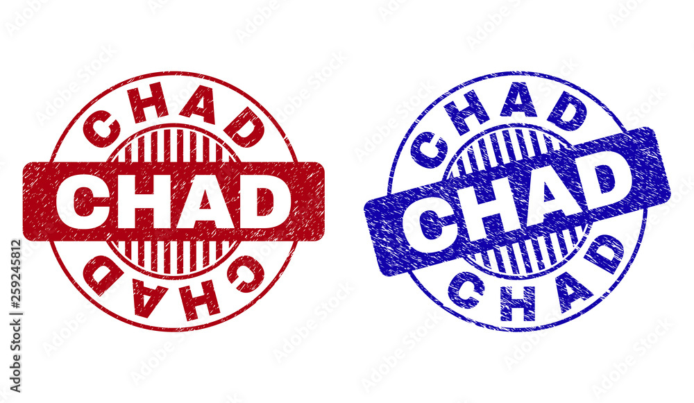 Grunge CHAD round stamp seals isolated on a white background. Round ...