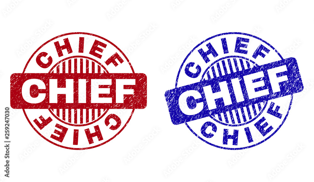 Grunge CHIEF round stamp seals isolated on a white background. Round ...