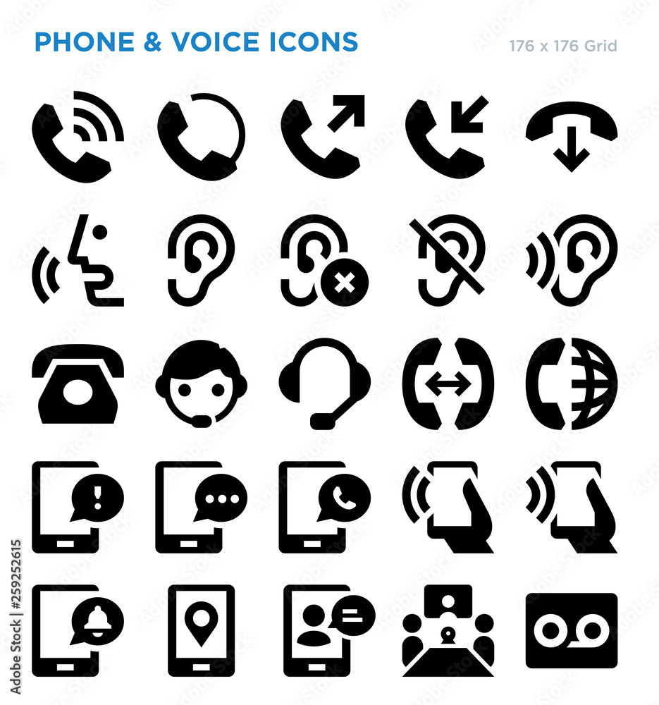 Phone And Voice Vector Icon Set Stock Vector | Adobe Stock