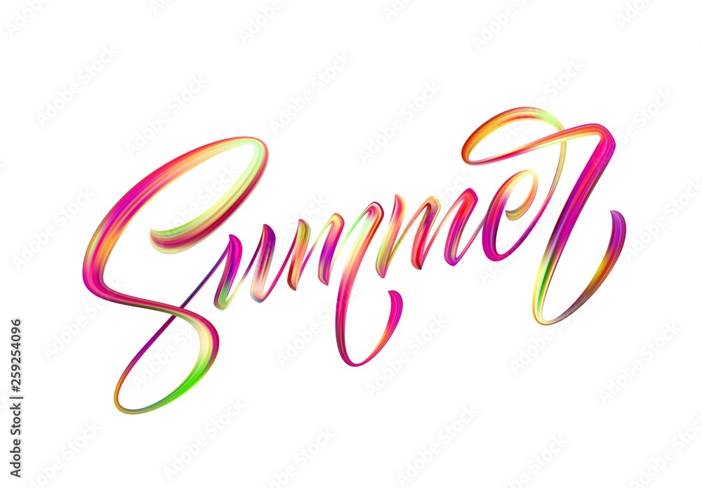 Summer Handwritten brush stroke acrylic paint lettering. Vector ...
