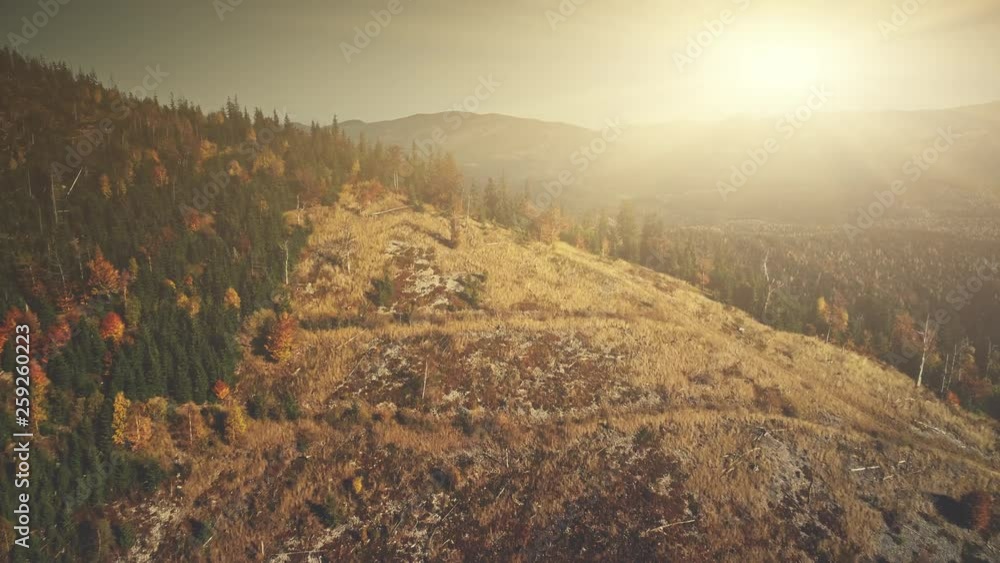Mountainous Slope Surface Scenery Aerial View. Highland Cliff Wood ...