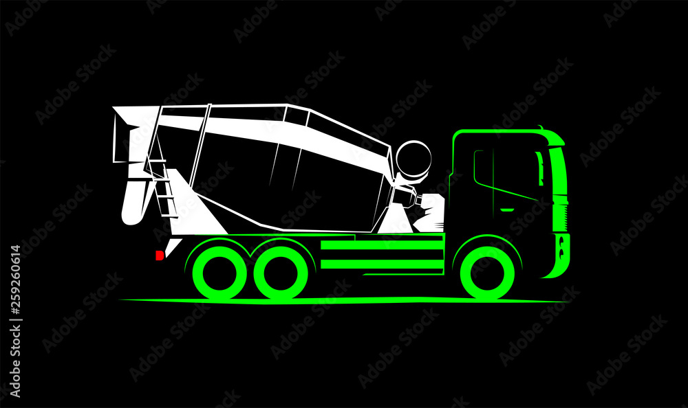 concrete mixer machine simple schematic representation of a side view ...