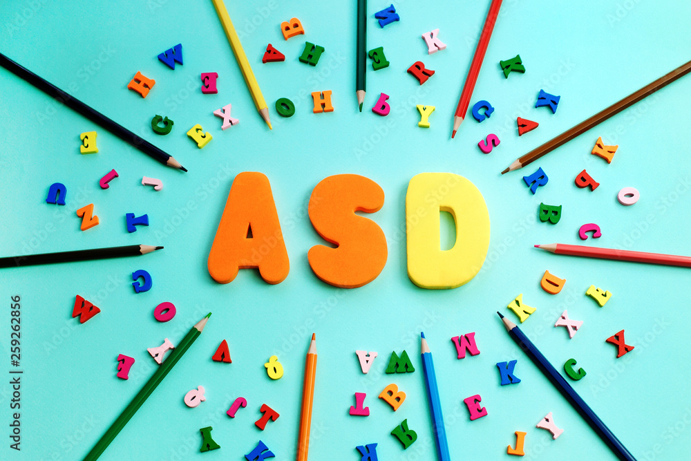 Foto de ASD. Autism spectrum disorder from color letters and color ...