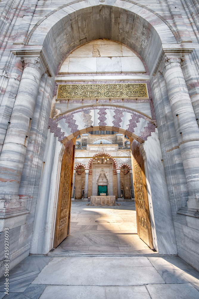 View from the door or gate to the courtyard of Selimiye Mosque in ...