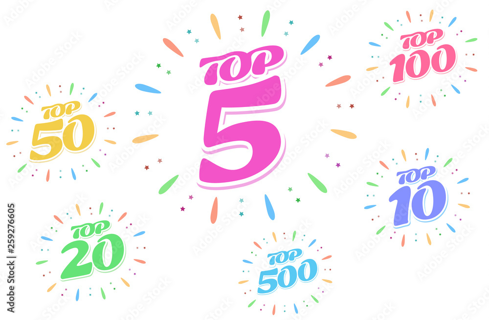 Set Vector illustration of the winner s emblem tor 5, top 10, top 50 ...