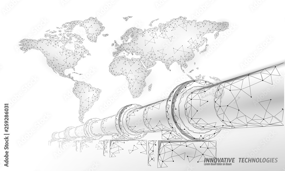 Oil pipeline world map business concept. Finance economy polygonal ...