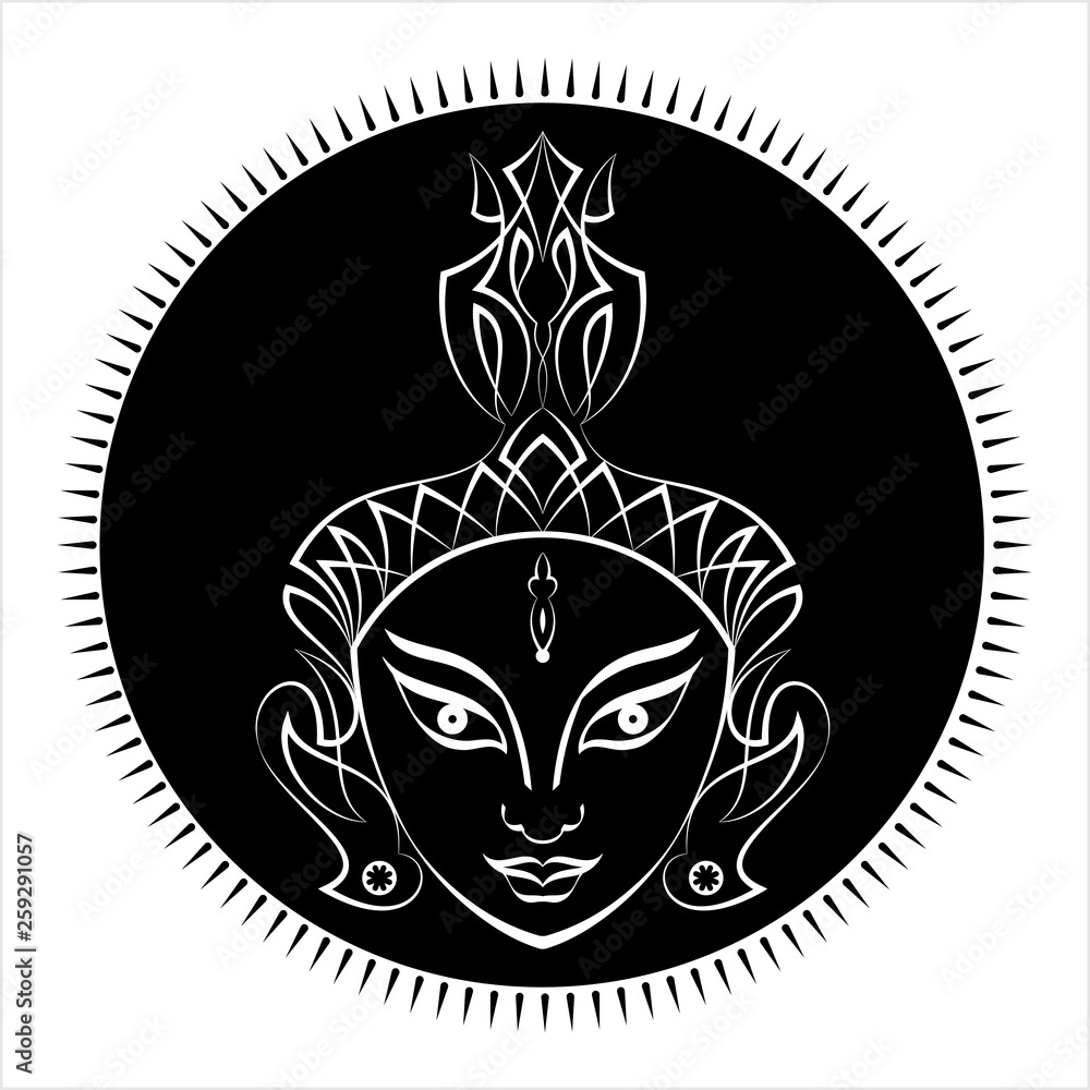 Durga Goddess Of Power, Divine Mother Of The Universe Design Stock ...