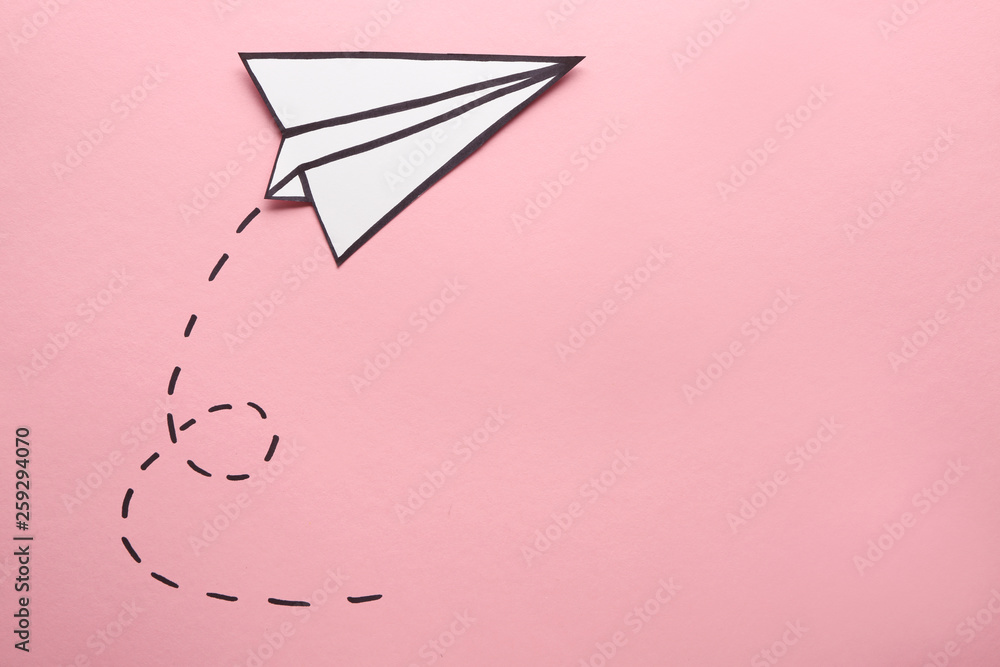 Paper plane on color background. Travel concept Stock Photo | Adobe Stock