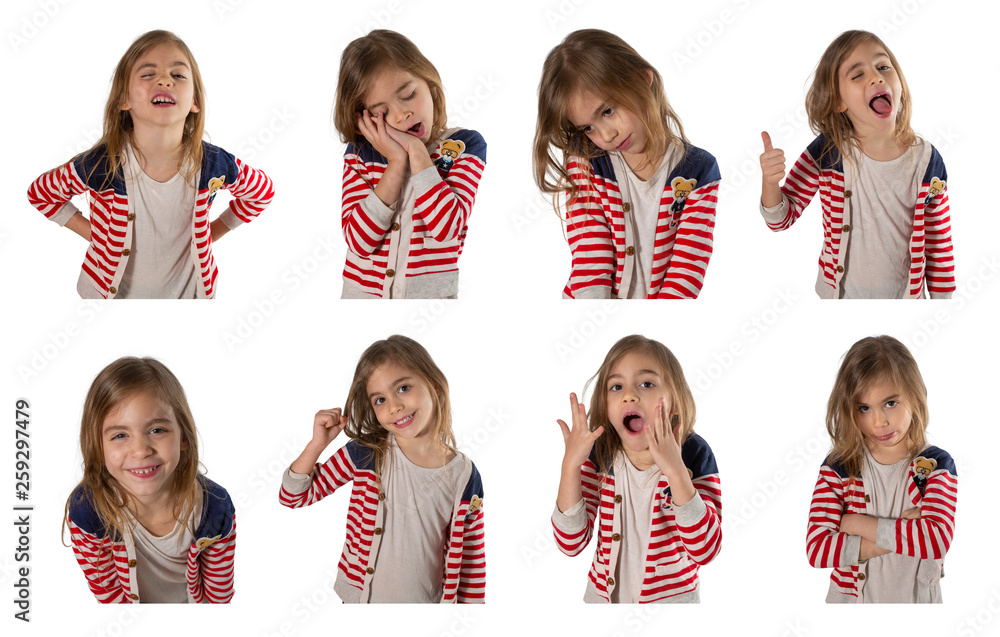Collection of pictures of a cute girl makes different expressions ...