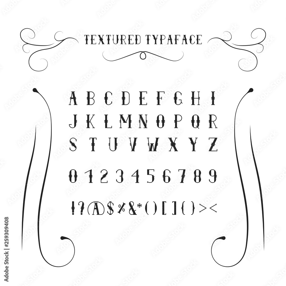 Vintage textured font for whiskey label. Typeface in retro style ...