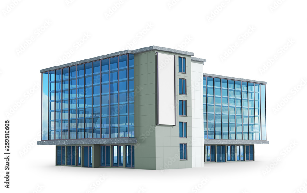 Side view of the office building. 3d illustration Stock Illustration ...