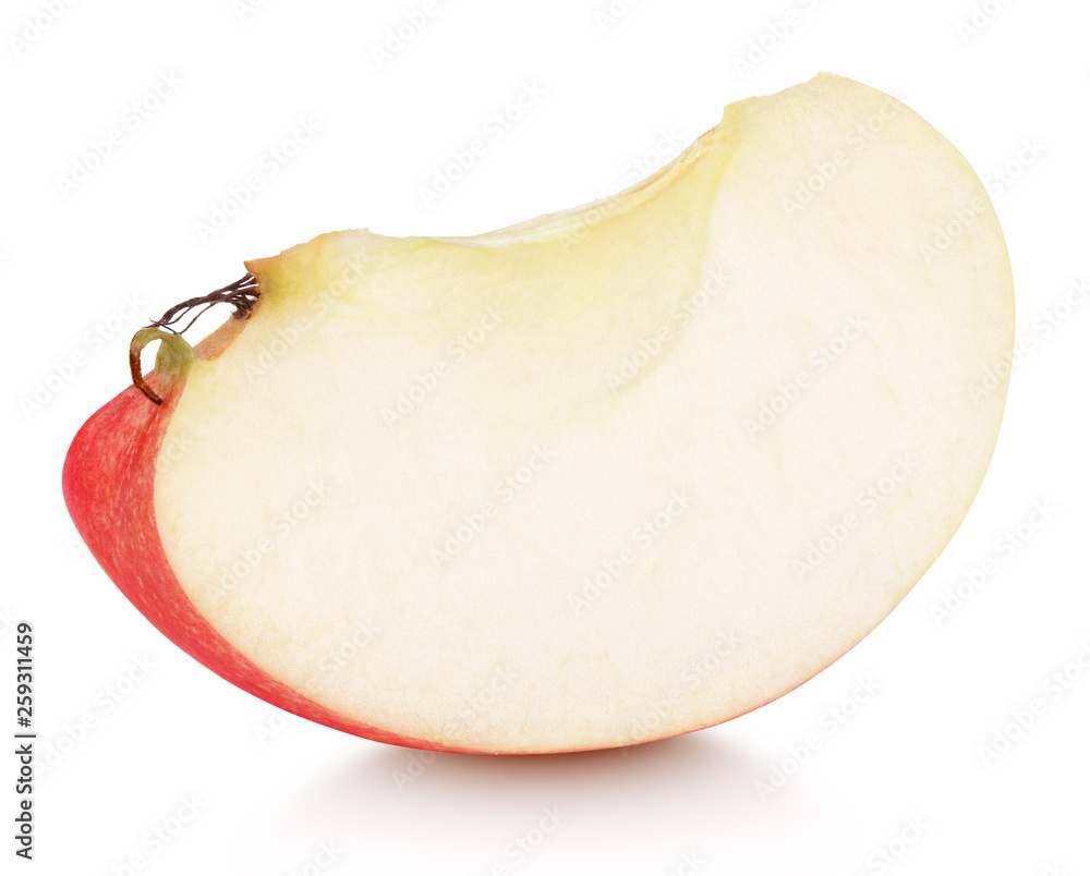 Wedge of red apple fruit without seed isolated on white background. Red ...