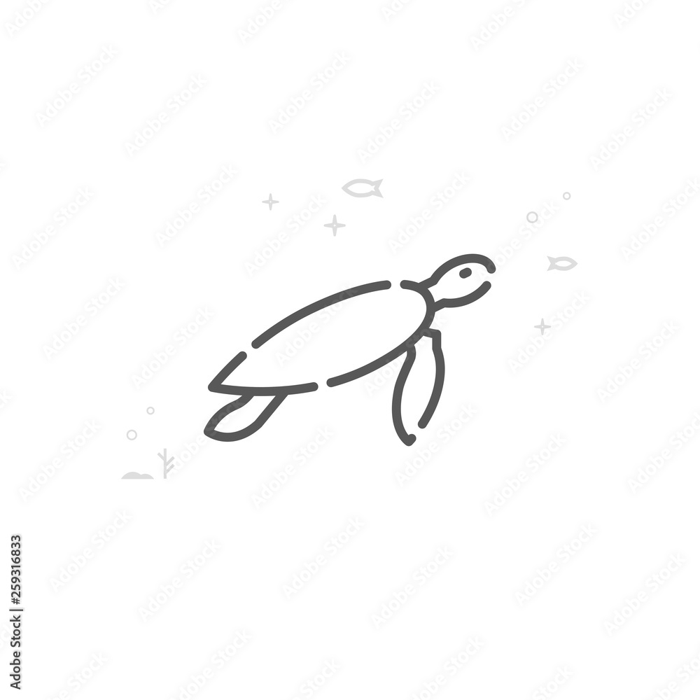 Sea Turtle Vector Line Icon, Symbol, Pictogram, Sign. Light Abstract ...