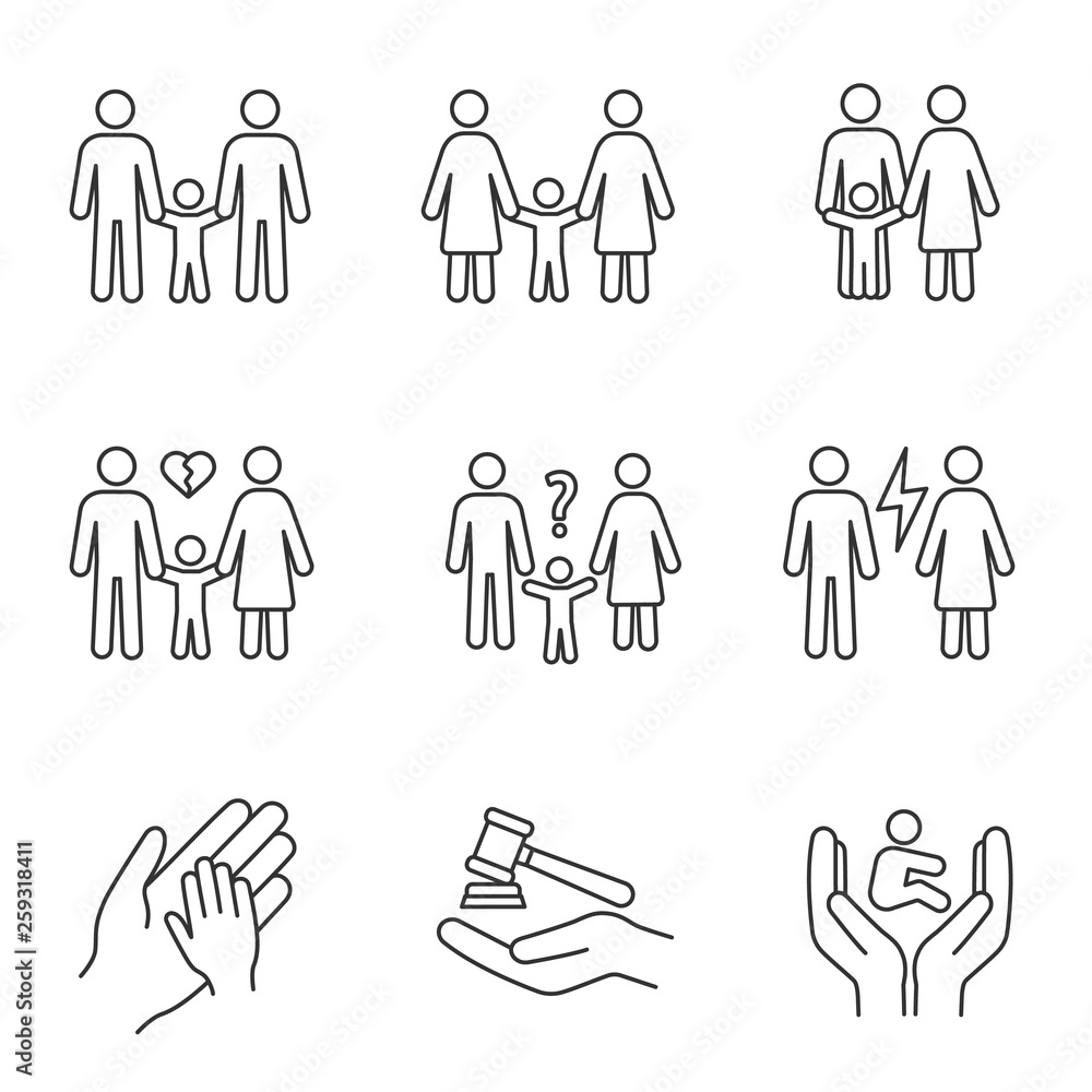 Child custody linear icons set Stock Vector | Adobe Stock
