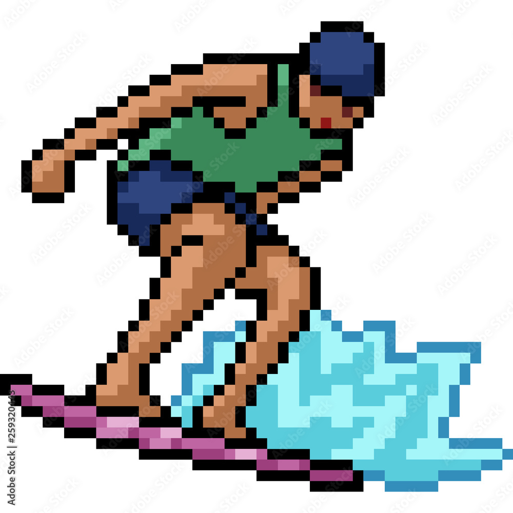 vector pixel art surfboard play Stock Vector | Adobe Stock