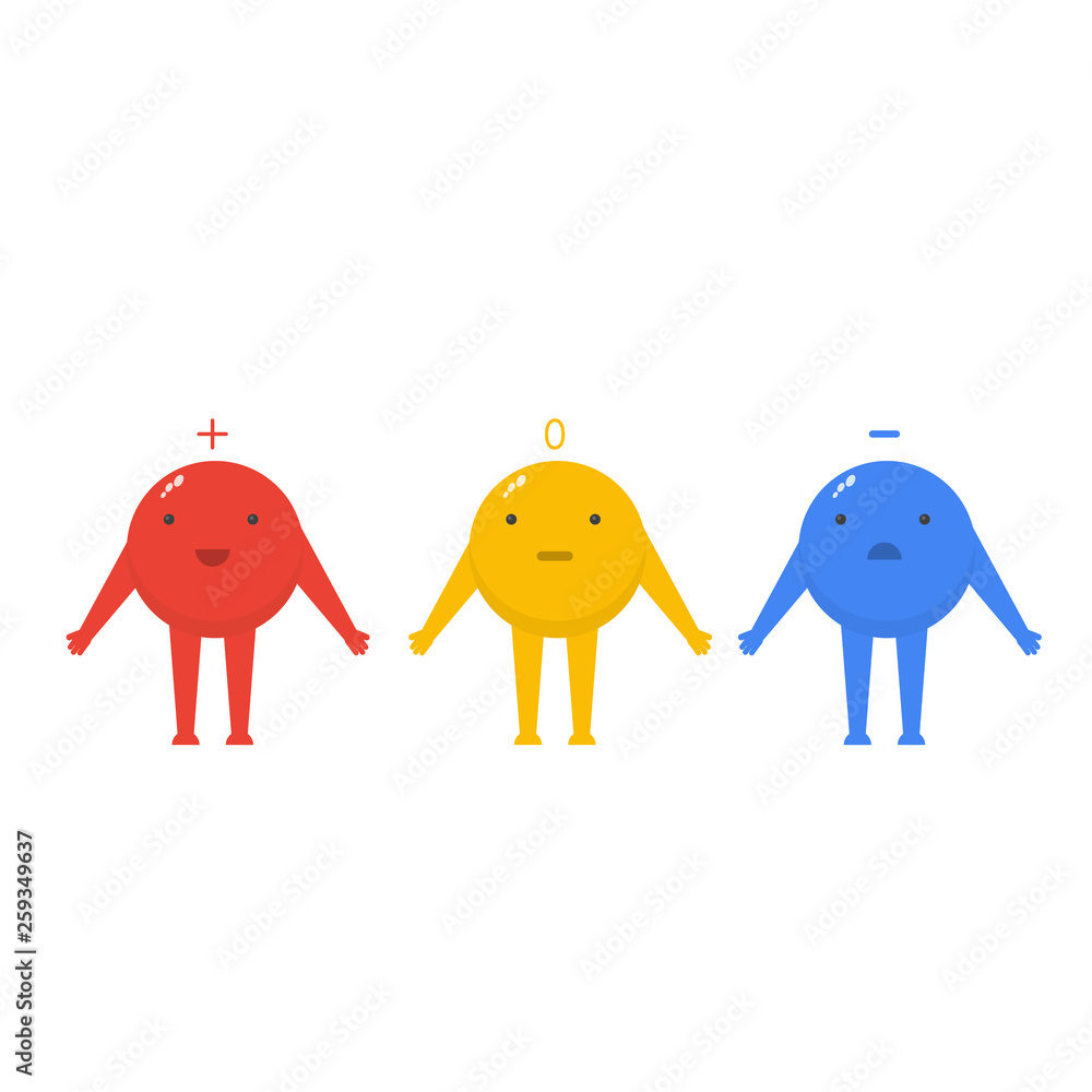 Proton, electron and neutron are cute characters in a flat style. Stock ...