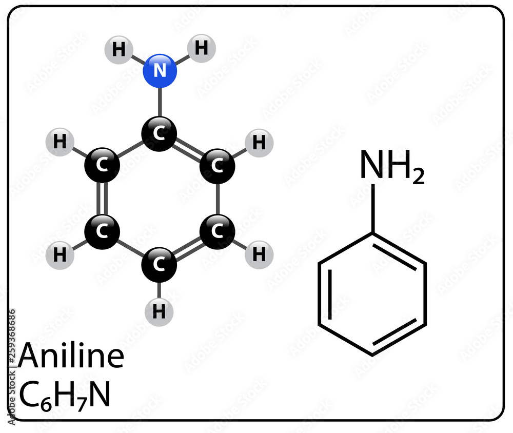 Aniline Molecule Structure Stock Vector | Adobe Stock