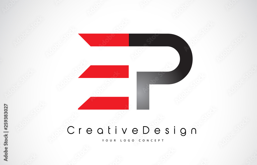 Red and Black EP E P Letter Logo Design. Creative Icon Modern Letters ...