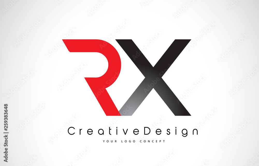 Red and Black RX R X Letter Logo Design. Creative Icon Modern Letters ...