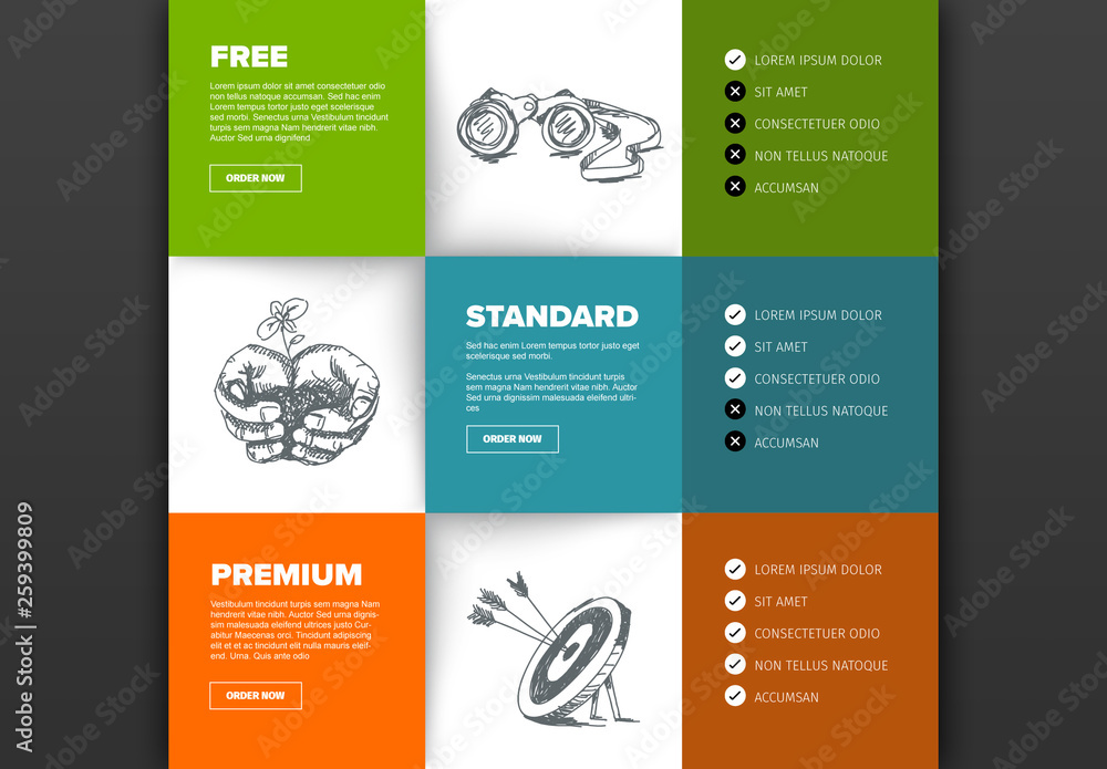 Colorful Grid Product and Service Comparison Table with Hand Drawn ...
