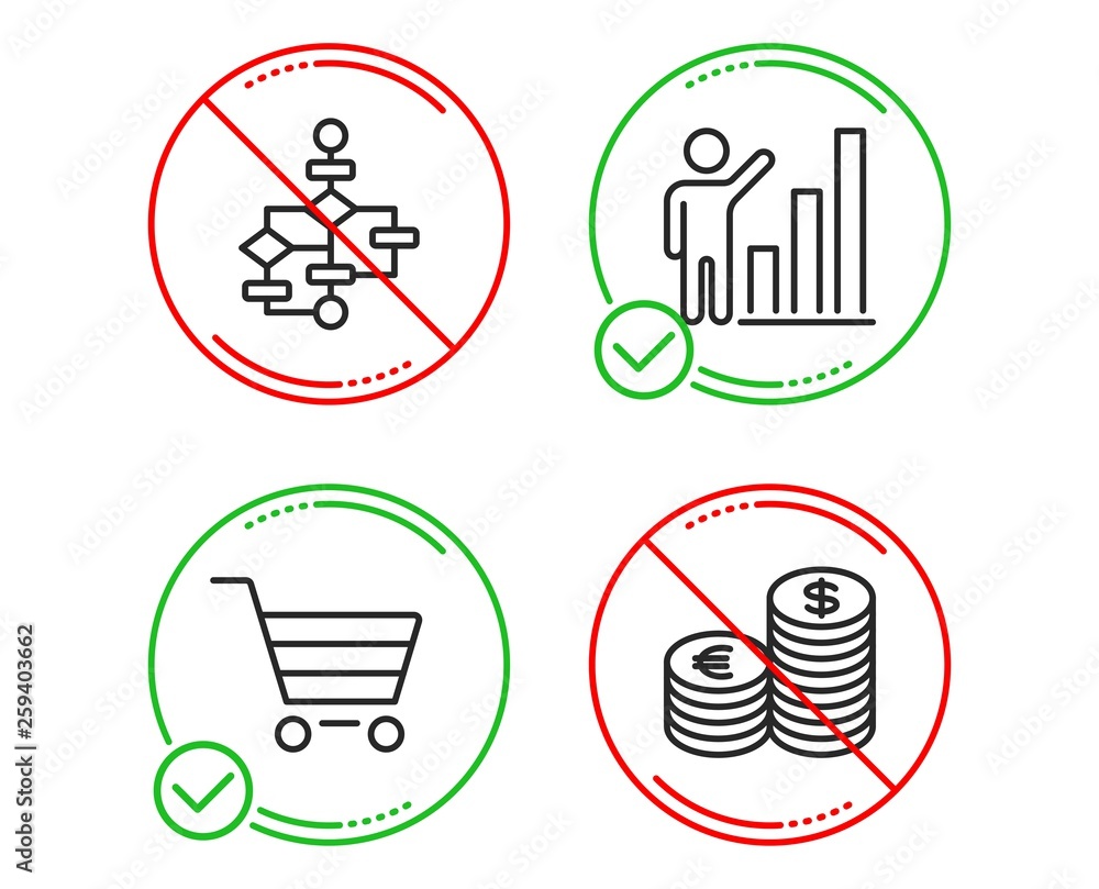 Do or Stop. Market sale, Graph chart and Block diagram icons simple set ...