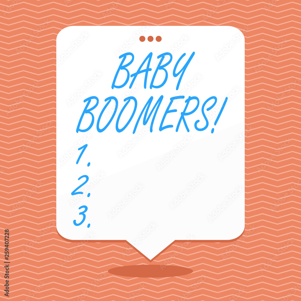 Conceptual hand writing showing Baby Boomers. Concept meaning ...